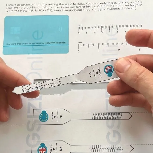 Printable Ring Sizer | Free PDF | for Women & Men | US, UK & EU